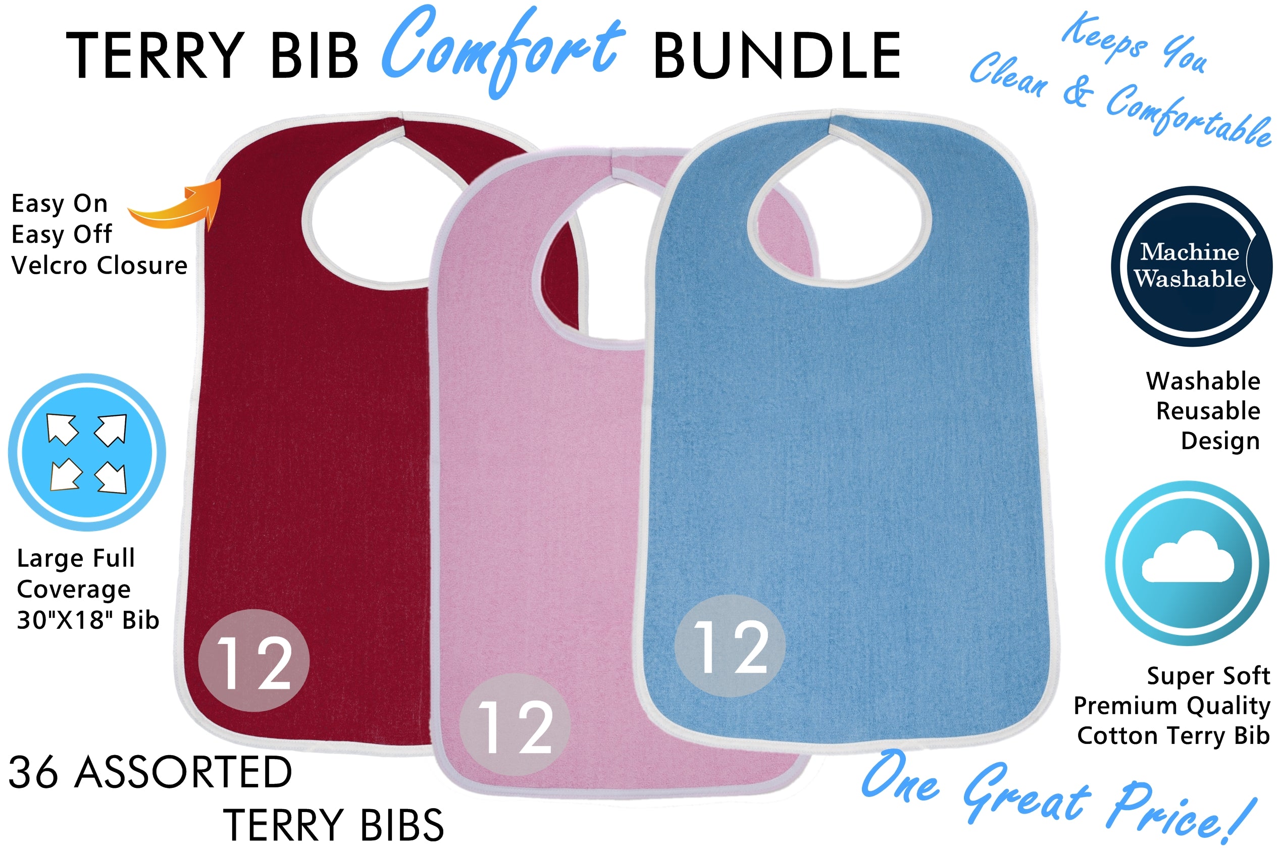 Terry Cloth Adult Size Bib– ComfortFinds
